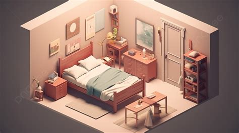방의 현실적인 아이소메트릭 3d 그림 현실적인 아이소메트릭 그림 3d 아이소메트릭 배경 일러스트 및 사진 무료 다운로드