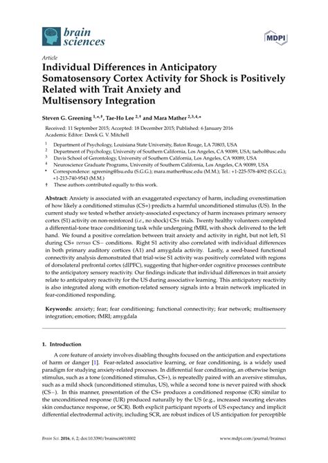 Pdf Individual Differences In The Brain Activation For Emotional Processing By Attentional Control