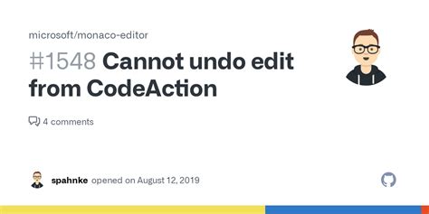 Cannot Undo Edit From Codeaction · Issue 1548 · Microsoftmonaco Editor · Github