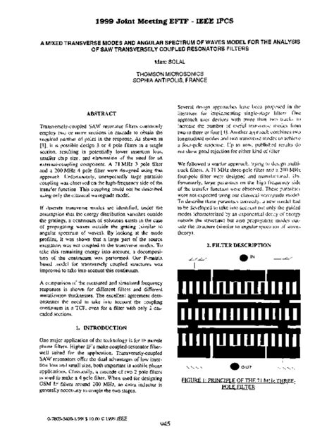 Pdf A Mixed Transverse Modes And Angular Spectrum Of Waves Model For The Analysis Of Saw