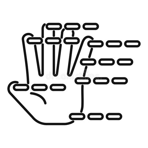 Palm Scanning Icon Outline Vector Biometric Signature Stock Vector