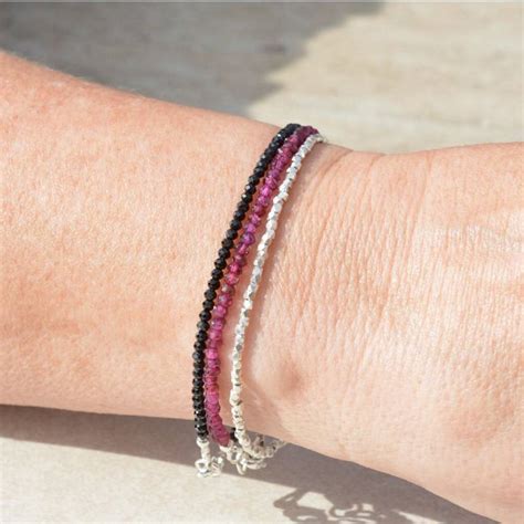 Браслет із чорної шпінелі супервузький браслет браслет із дорогоцінних каменів із бісеру