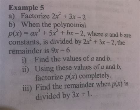 Example 5 A Factorize 2x2 3x 2 B When The Polynomial Px Ax3