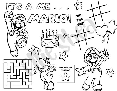 Super Mario Birthday Coloring Page