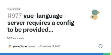 Vue Language Server Requires A Config To Be Provided Probably Shouldn