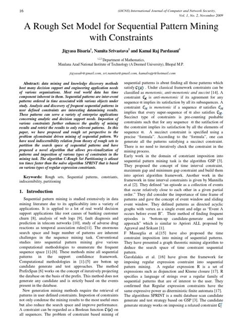 A Rough Set Model For Sequential Pattern Mining With Constraints Pdf