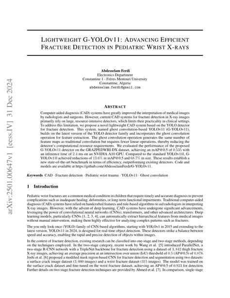 Pdf Lightweight G Yolov11 Advancing Efficient Fracture Detection In Pediatric Wrist X Rays