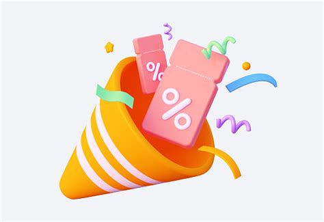 색종이와 축제 포퍼와 핑크 쿠폰 할인 구매를위한 프로모션 코드 3d 렌더링의 그림입니다 웹 디자인 인쇄 및 소셜 미디어에 사용할 수 있습니다 3차원 형태에 대한 스톡 사진