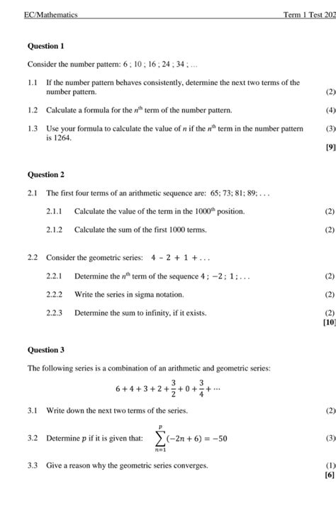 Solved Question 1 Consider The Number Pattern