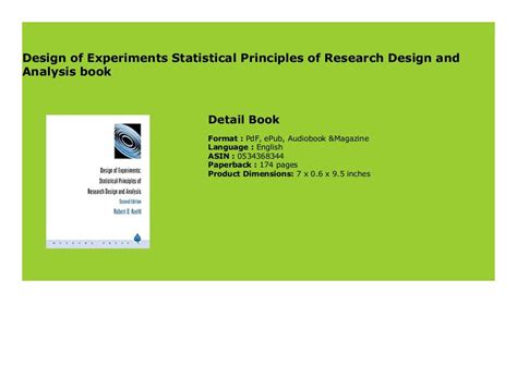 Design Of Experiments Statistical Principles Of Research Design And Analysis Pdf Design Talk
