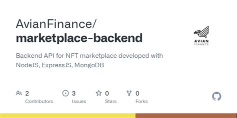 Github Avianfinancemarketplace Backend Backend Api For Nft Marketplace Developed With Nodejs