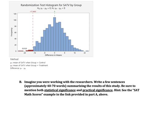 Solved A One Tailed Randomization Test For The Difference