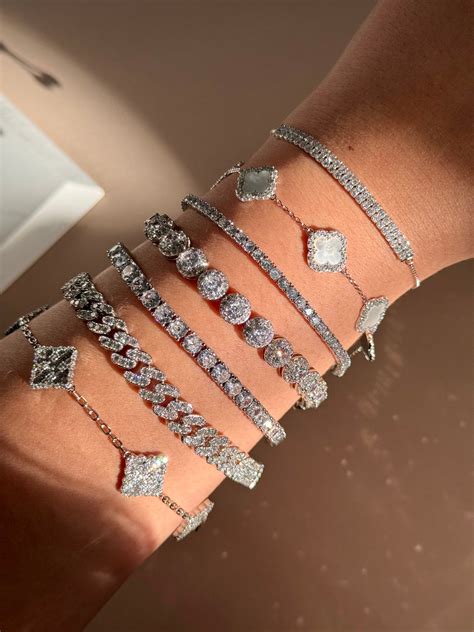 1pc Silver Diamond Bracelet Genuine Mother Of Pearl Sparkly