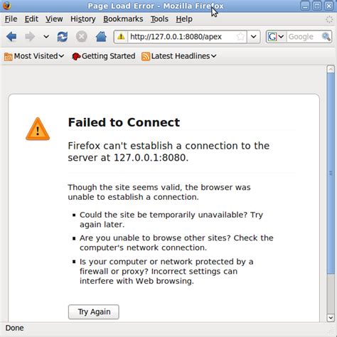 Oracle Failed To Connect 1270018080apex Laskar Cinta
