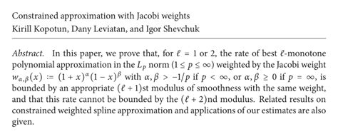 pdf constrained approximation with jacobi weights
