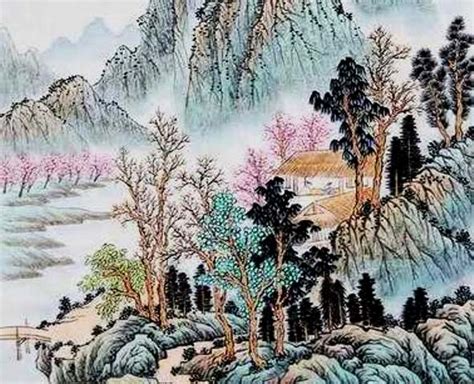 山中问答古诗配图 山中问答古诗图片 山中问答古诗配画 大山谷图库