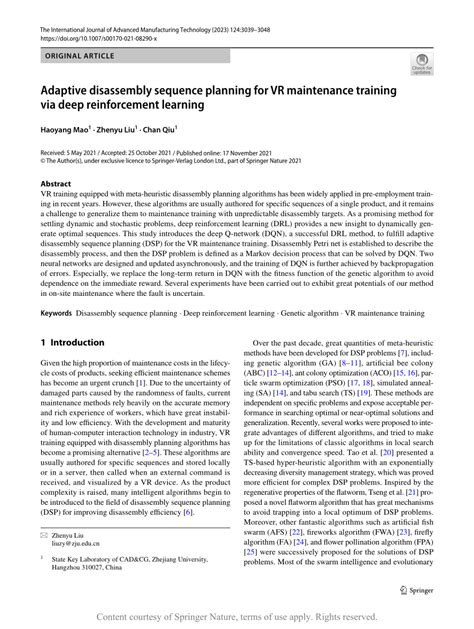 Adaptive Disassembly Sequence Planning For Vr Maintenance Training Via