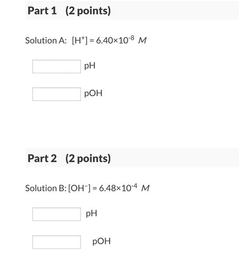 Solved Calculate The PH And POH For Each Of The Solutions Chegg Com