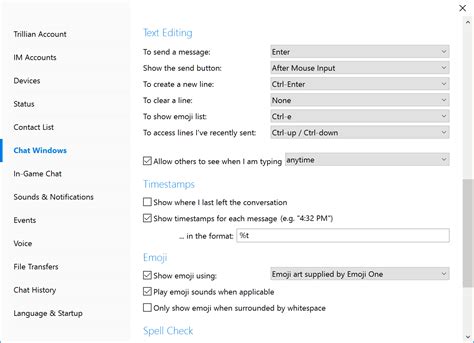 Text Editing Keyboard Shortcuts Trillian