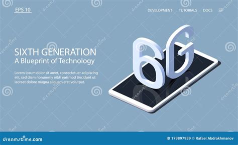 Sexta Generación Un Plan Tecnológico Isometric Vectorial Ilustración 3d Modelo De Smartphone