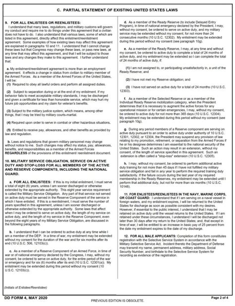 Dd Form 4 Enlistment Reenlistment Document Armed Forces Of The United