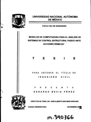 Modelos de computadora para el análisis de sistemas de control estructural pasivo ante acciones
