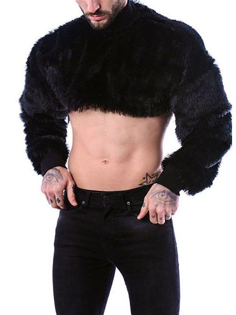 Mens Turtleneck Fleece Cropped Top Lgbtq Clothing Crop Tops Fashion