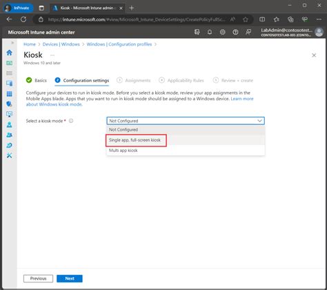 set up windows kiosk mode with intune veles software
