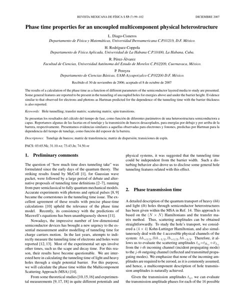 Pdf Phase Time Properties For An Uncoupled Multicomponent Physical Heterostructure