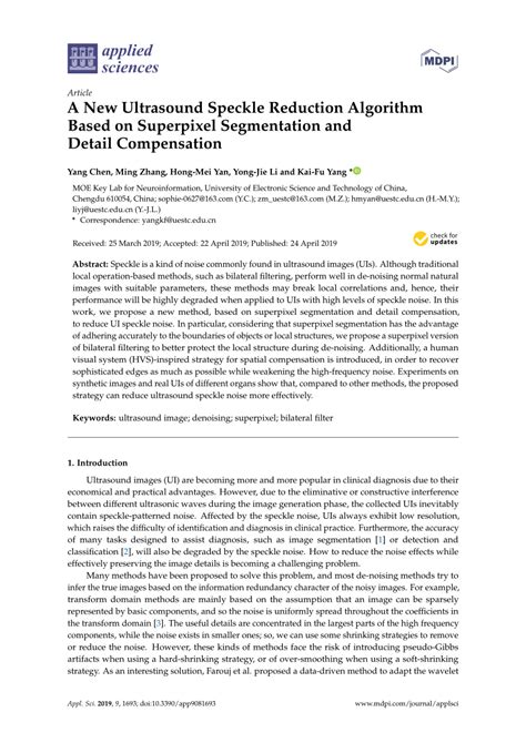 pdf a new ultrasound speckle reduction algorithm based on superpixel