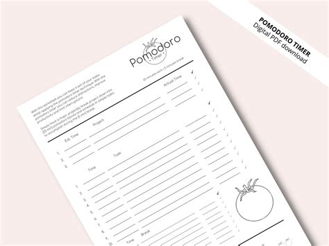 Simple Pomodoro Timer Single Page Instant Digital Download Etsy
