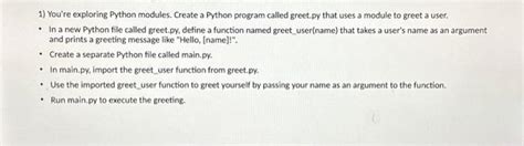 Solved 1 Youre Exploring Python Modules Create A Python