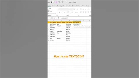 Textjoin Excel Tips Excel Tutorial Thelearnyn Shorts Youtube