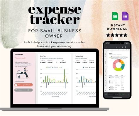 Expense Tracker Template For Small Business Owner Accounting Etsy