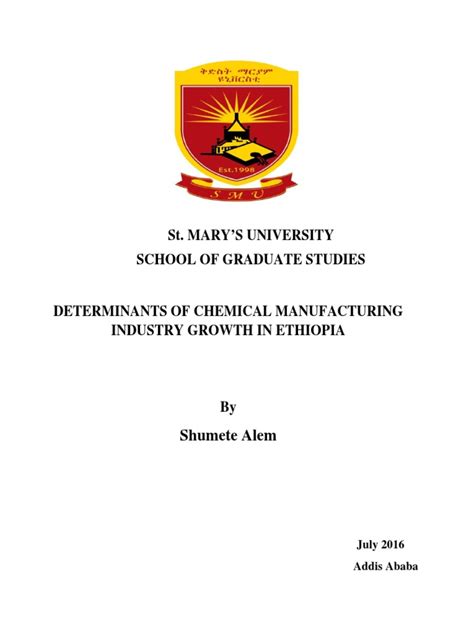 Determinants Of Chemical Manufacturing Industry Growth In Ethiopia Pdf Agriculture
