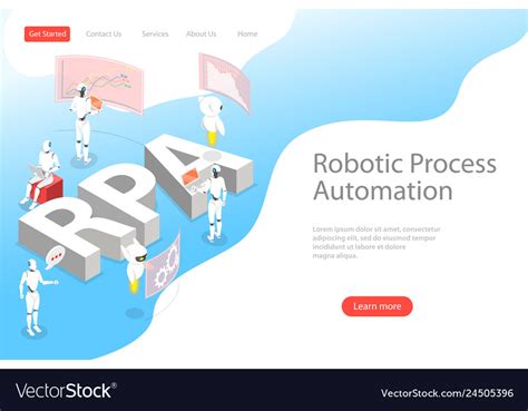 Isometric Flat Landing Page Template Royalty Free Vector