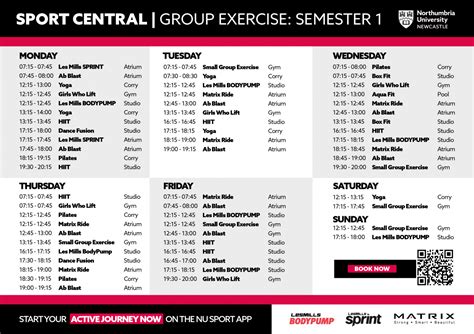 Northumbria Sport News New Group Exercise Class Timetable