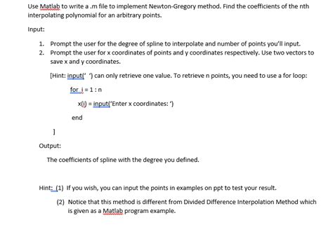 Solved Use Matlab To Write A M File To Implement Chegg