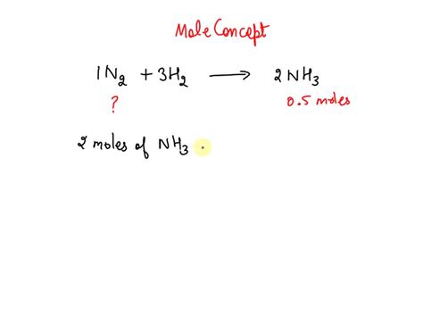 Solved How Many Moles Of N2 Reacted If 0 50 Mol Of Nh3 Is Produced Express The Number Of Moles