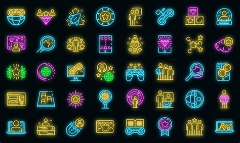Premium Vector Gamification Icons Set Outline Set Of Gamification Vector Icons Neon Color On