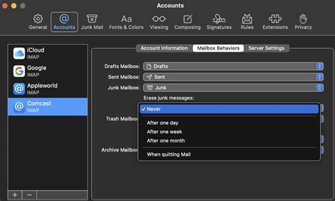 how to set up macos ventura mail to automatically delete junk email