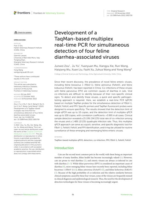 Pdf Development Of A Taqman Based Multiplex Real Time Pcr For Simultaneous Detection Of Four
