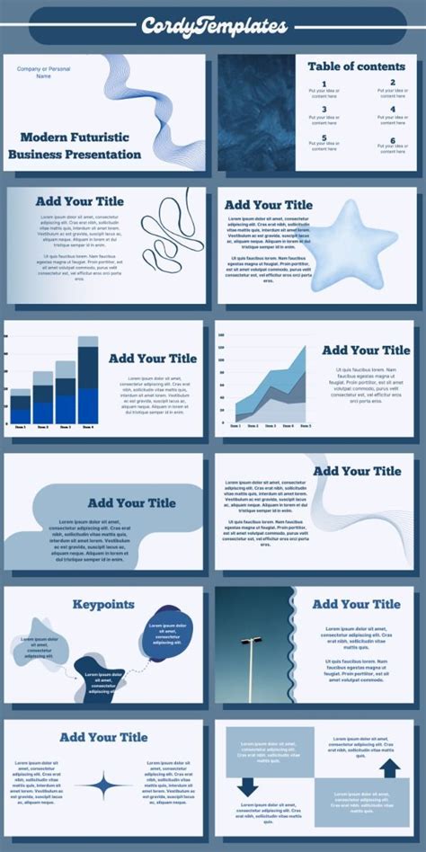 Blue Aesthetic Modern Minimal Powerpoint Template Presentation I 2024