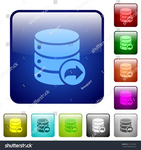 Database Transaction Commit Icons In Rounded Royalty Free Stock