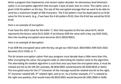 Solved Write A Program In C That Implements A Bit Stream