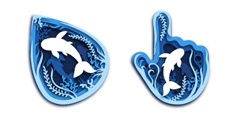 Ocean Paper Cut Cursor Custom Cursor