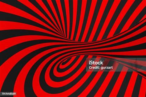 토 러 스 3d 착시 래스터 그림입니다 최 면 검은 색과 빨간색 튜브 이미지입니다 콘트라스트 트위스트 루프 스트라이프 장식 3