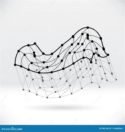 Abstract 3d Wireframe Shape With Connected Stock Vector Illustration Of Construction Grid