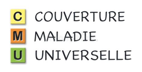 Cmu Initials In Colored 3d Cubes With Meaning In French Language Stock