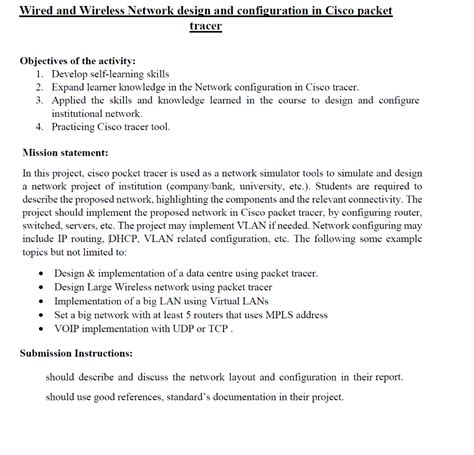 Solved Wired And Wireless Network Design And Configuration Chegg
